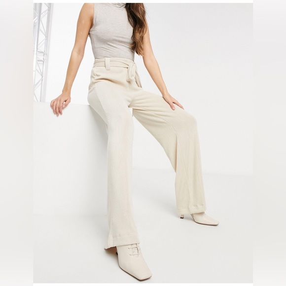 Mango | Pants & Jumpsuits | Mng Mango Natural Wide Leg Trouser With Tie ...